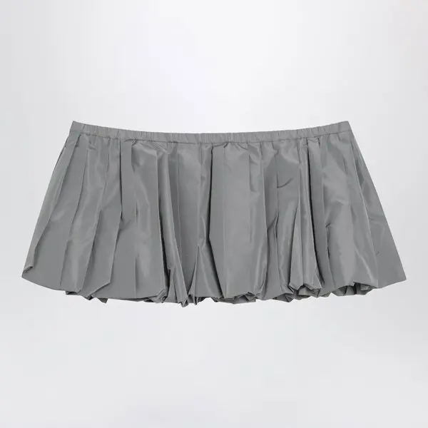 Miu Miu Pleated Balloon Technical Canvas Miniskirt - Gray