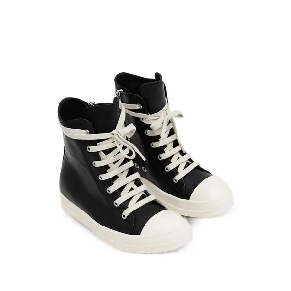 Rick Owens Leather High Top Trainers - Black