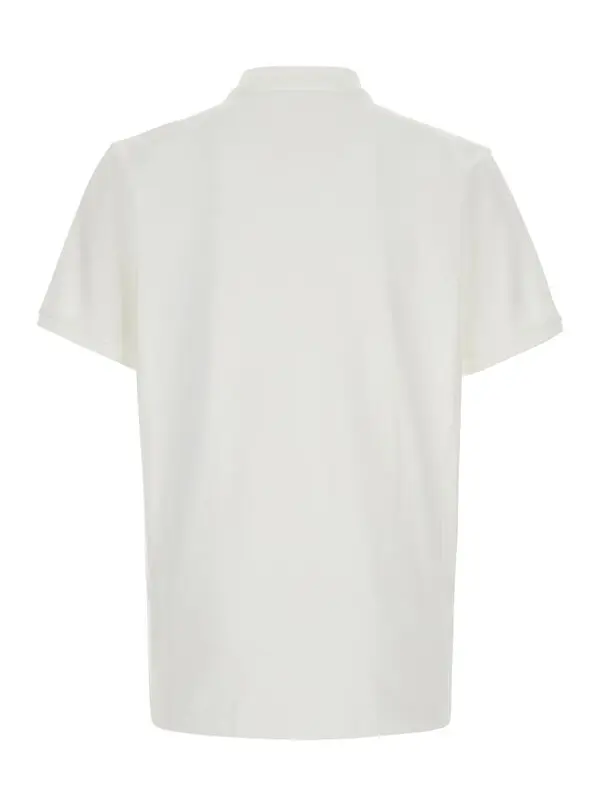 Moncler White Polo Shirt With Logo Patch On The Front In Cotton For - Multicolor