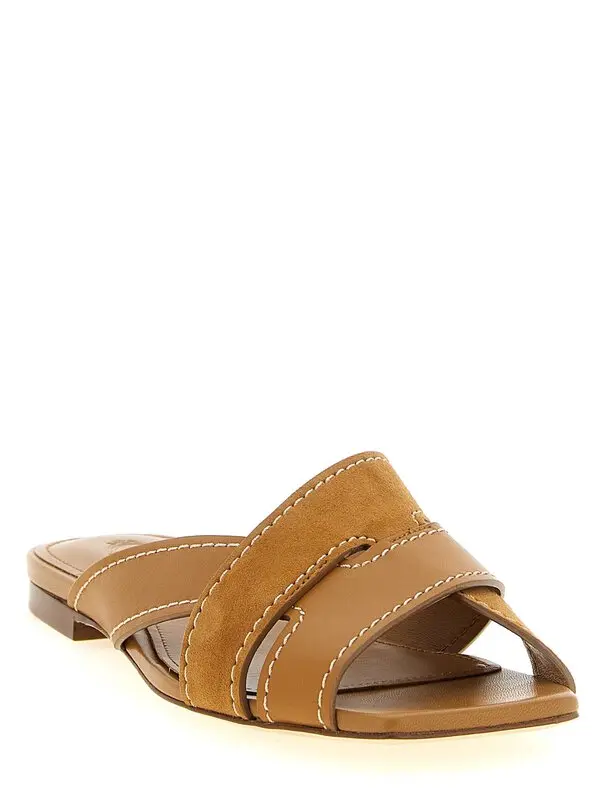 TOD'S Suede Leather Sandals - Cream