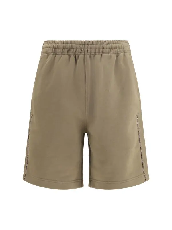 Burberry Cotton Shorts With Check Trims - Brown