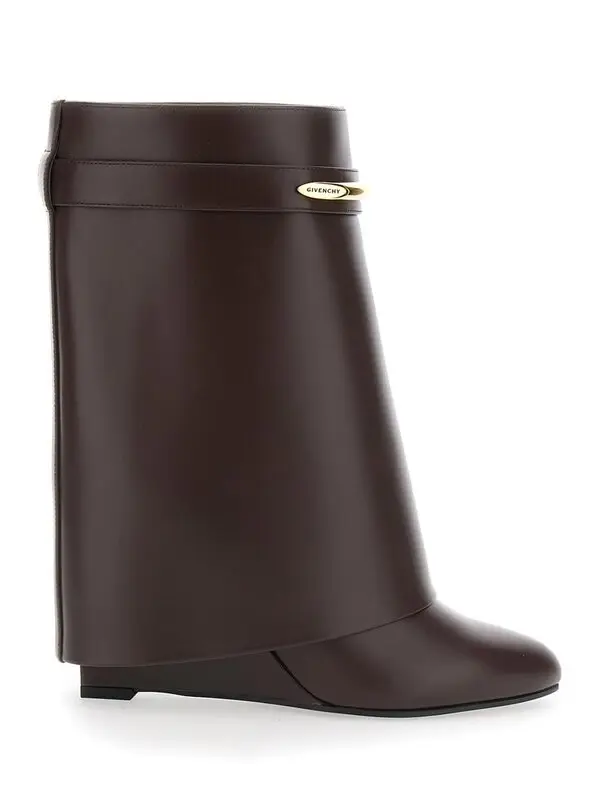 Givenchy Leather Wedge Heel Ankle Boots - Brown