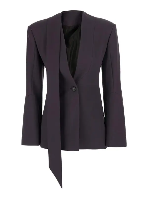 Attico Wool Single-breasted Shawl Lapel Jacket - Multicolor