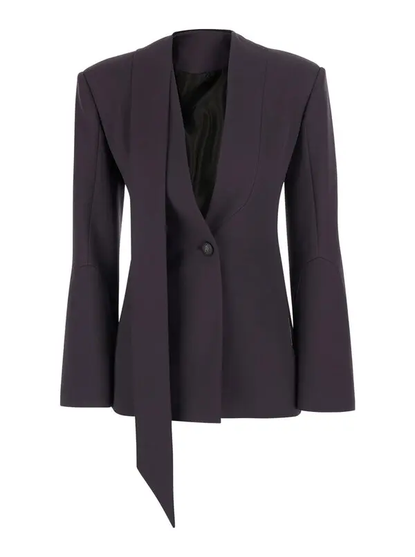 Attico Wool Single-breasted Shawl Lapel Jacket - Multicolor
