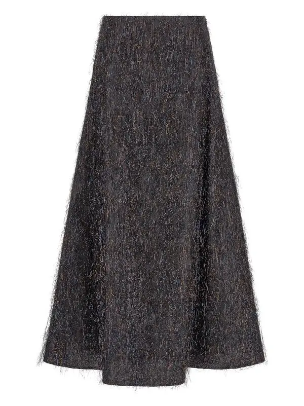 Peserico Metallic Fringes Midi Skirt - Blue