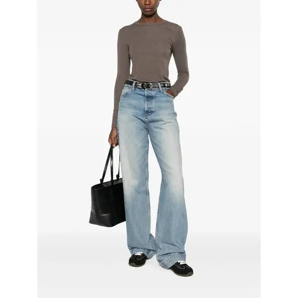 Max Mara Ribbed Knit Long Sleeve Crewneck Top - Brown