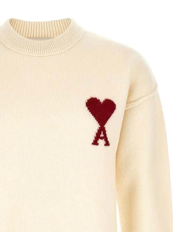 AMI Paris De Coeur Virgin Wool Sweater - Red