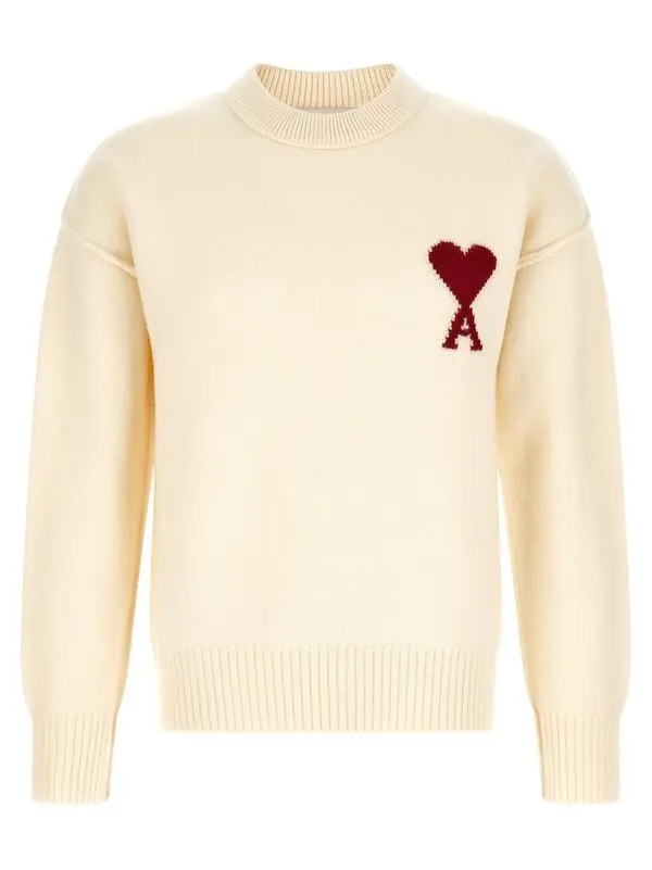 AMI Paris De Coeur Virgin Wool Sweater - Red