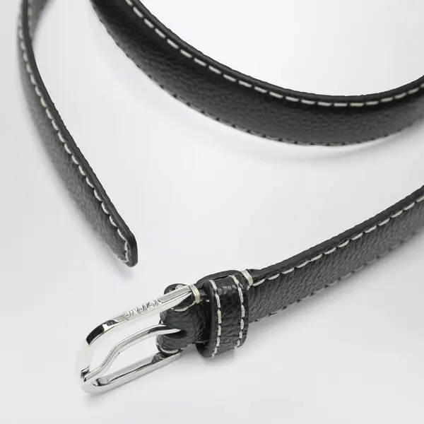 TOTEME Slim Hammered Leather Belt - Black