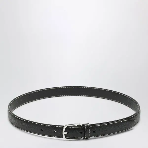 TOTEME Slim Hammered Leather Belt - Black
