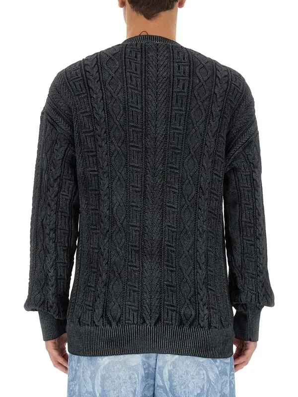 Versace Braided Knit Sweater - Gray