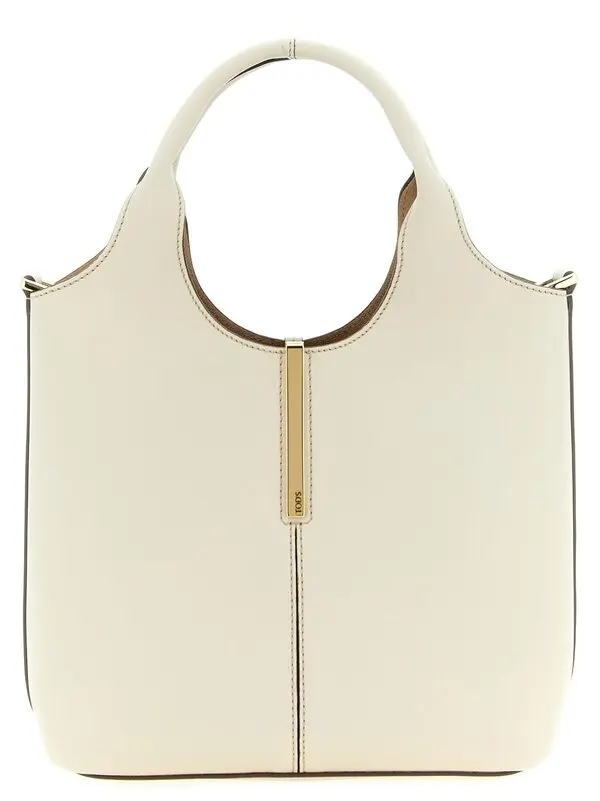 TOD'S Mini Metal Plate Shopping Bag - White