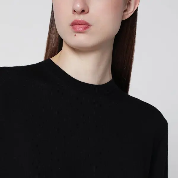 TOTEME Bewn Fine Crewneck Sweater In Wool And Silk - Black