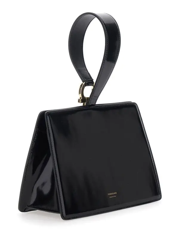 FERRAGAMO Clutch With Clasp Closure And Black Leather Handle For
