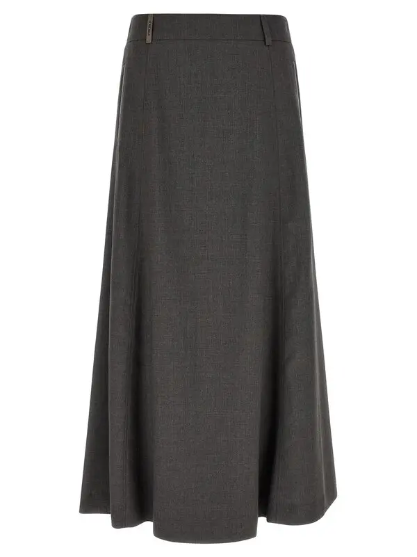 Peserico Flared Virgin Wool Skirt - Gray