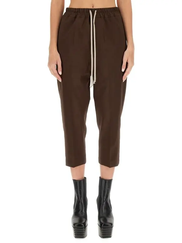 Rick Owens Drawstring Astaires Cropped Pants - Brown
