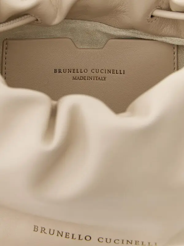 Brunello Cucinelli Bucket Mellow' Mini Crossbody Bag - White