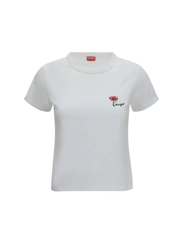 Kenzo Tulip Embroidered Cotton T-shirt - White