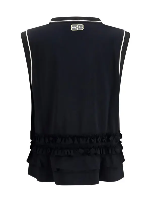 GANNI Cycora Oversized Tank Top With Ruffled Hem
