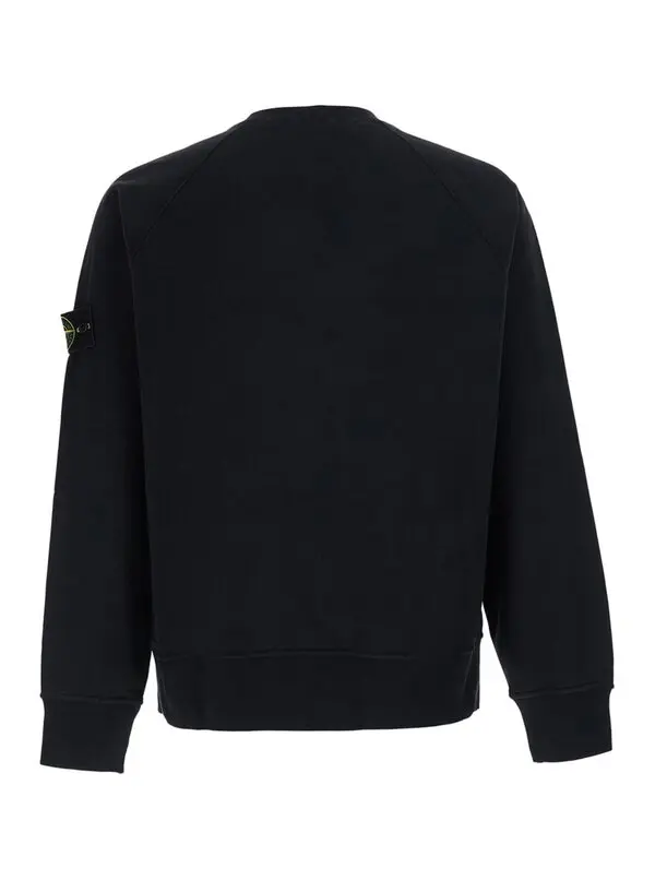Stone Island Cotton Crewneck Sweatshirt With Sleeve Logo Patch - Black