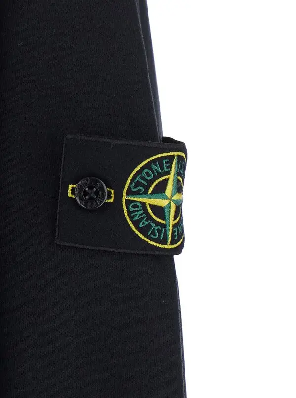 Stone Island Cotton Crewneck Sweatshirt With Sleeve Logo Patch - Black