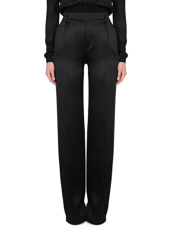 Saint Laurent Satin Flared Pants - Black