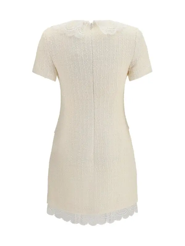 SELF-PORTRAIT Tailored Mini Dress With Bouclé Lace Inserts - Multicolor