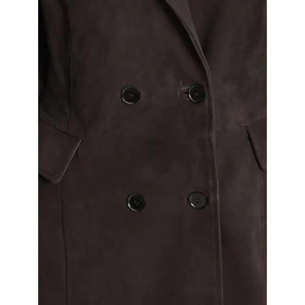 ROTATE BY BIRGER CHRISTENSEN Double-breasted Suede Coat - Brown
