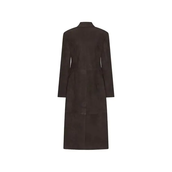 ROTATE BY BIRGER CHRISTENSEN Double-breasted Suede Coat - Brown