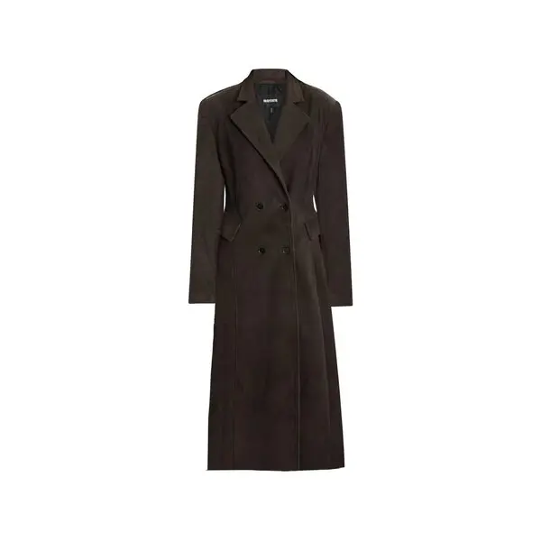 ROTATE BY BIRGER CHRISTENSEN Double-breasted Suede Coat - Brown