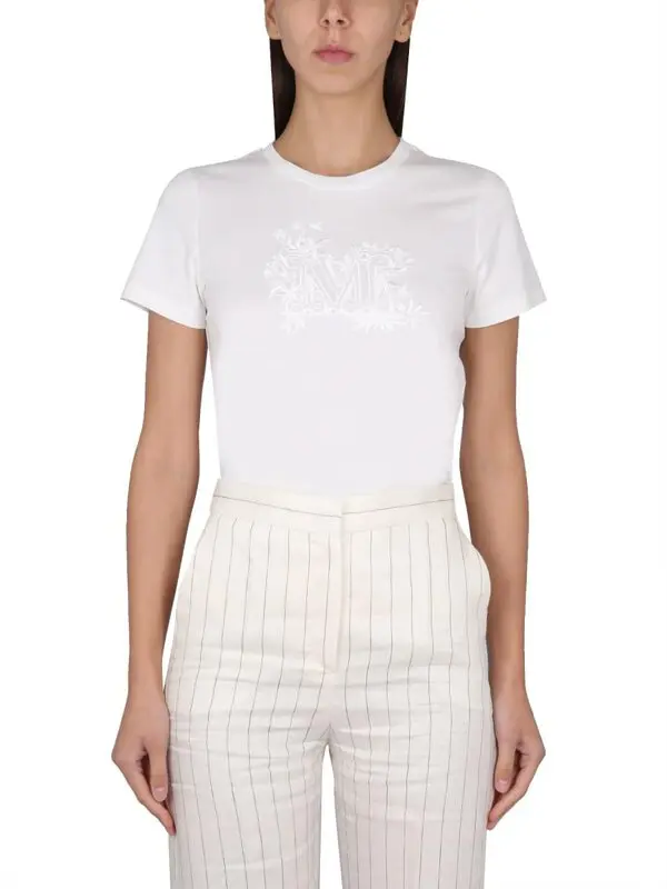 Max Mara Logo Embroidery T-shirt - White