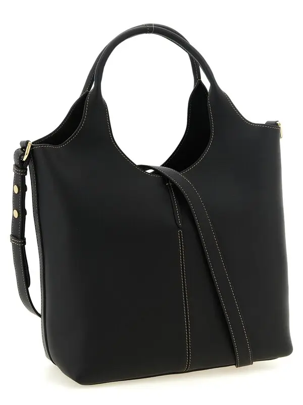 TOD'S Small Metal Plate Shopping Bag - Black