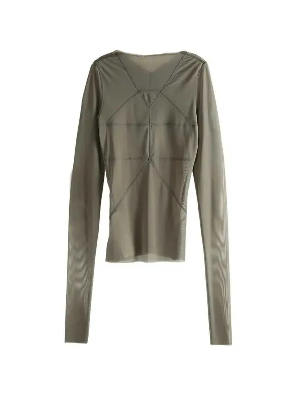 Rick Owens Semi-sheer Boat Neck Long Sleeve Top - Gray
