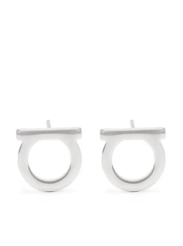 FERRAGAMO Gancini Earrings With -colored Brass Plate For - Silver
