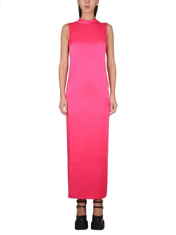 Versace Long Dress With Ring Neckline - Pink