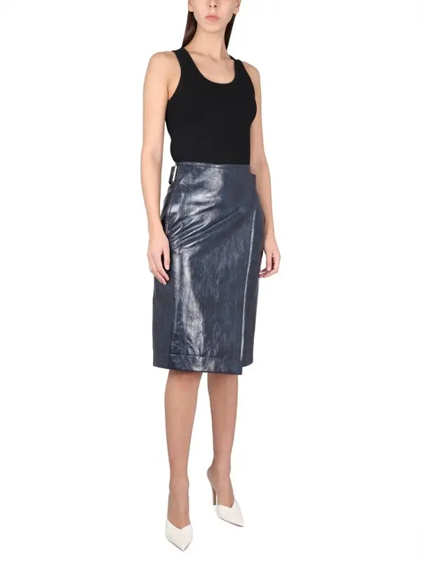 Bottega Veneta Leather Midi Skirt