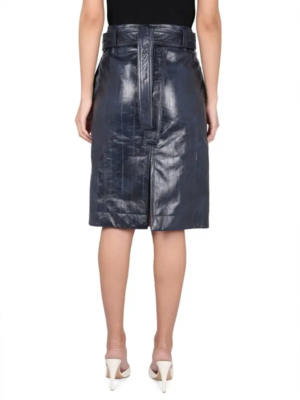 Bottega Veneta Leather Midi Skirt
