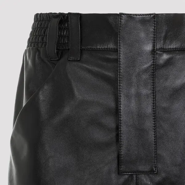 Saint Laurent Lamb Leather Midi Skirt - Black