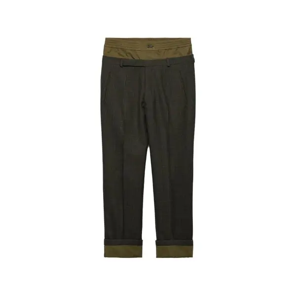 Prada Check Pattern Tailored Trousers - Green