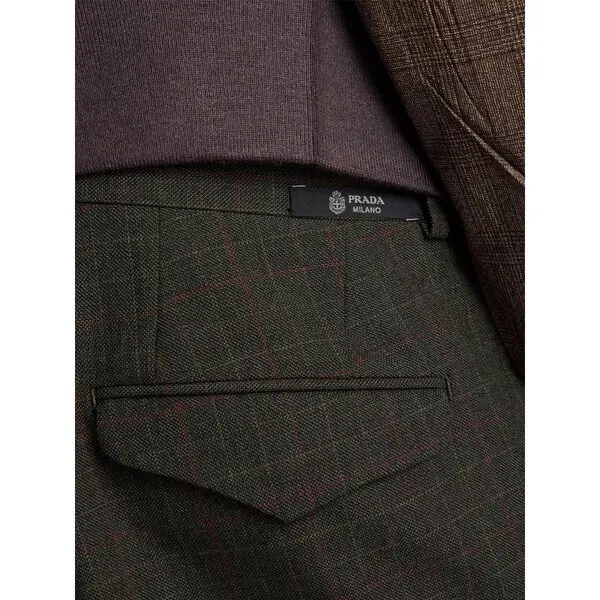 Prada Check Pattern Tailored Trousers - Green