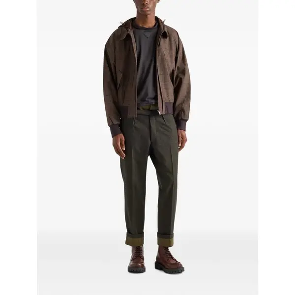 Prada Check Pattern Tailored Trousers - Green