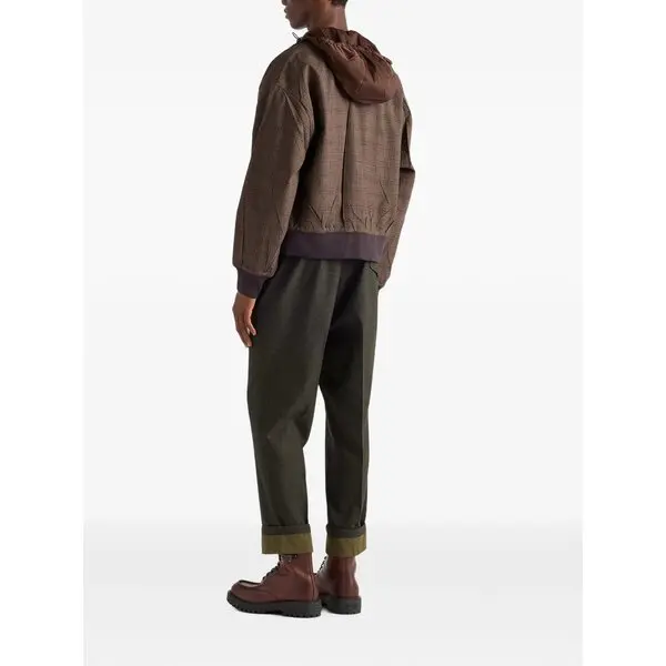 Prada Check Pattern Tailored Trousers - Green