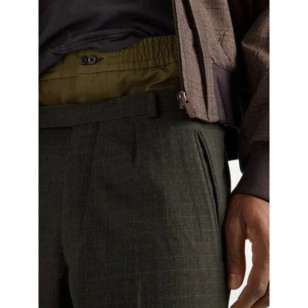 Prada Check Pattern Tailored Trousers - Green