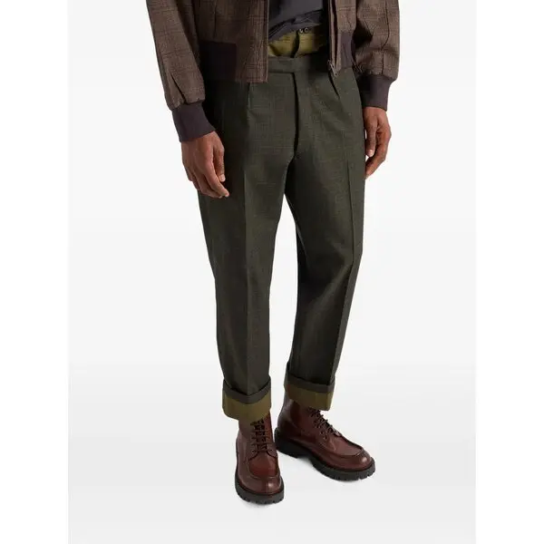 Prada Check Pattern Tailored Trousers - Green
