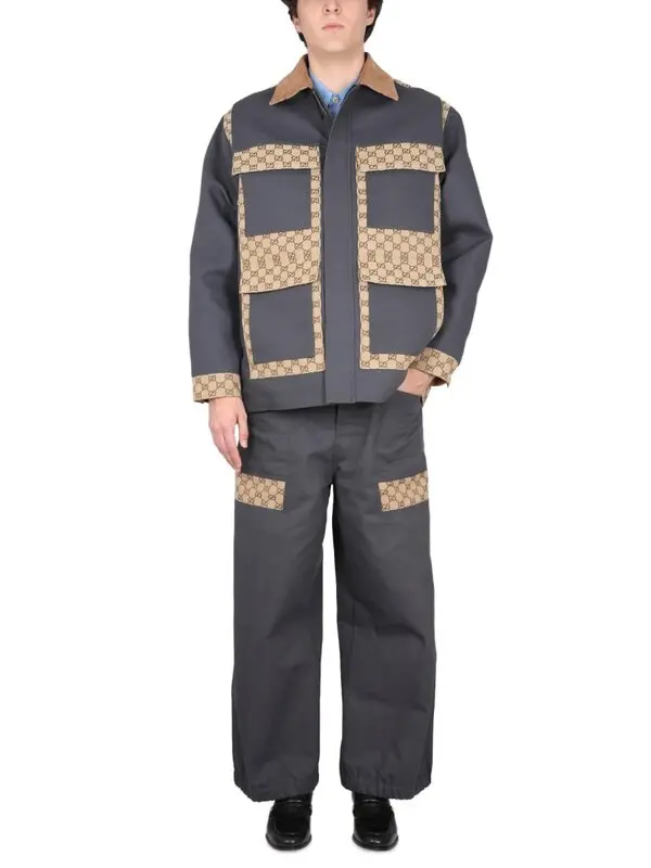 Gucci Cotton Fabric Pants With Gg Inserts