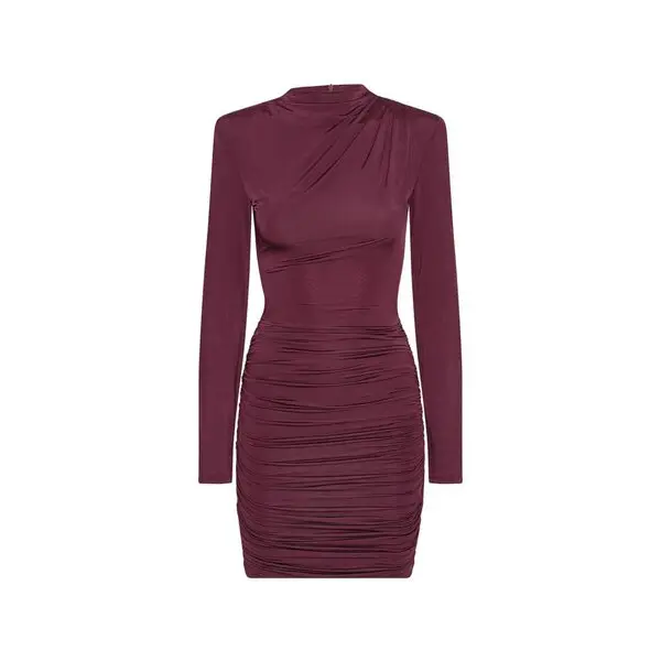 ROTATE BY BIRGER CHRISTENSEN Draped High-neck Mini Dress - Purple
