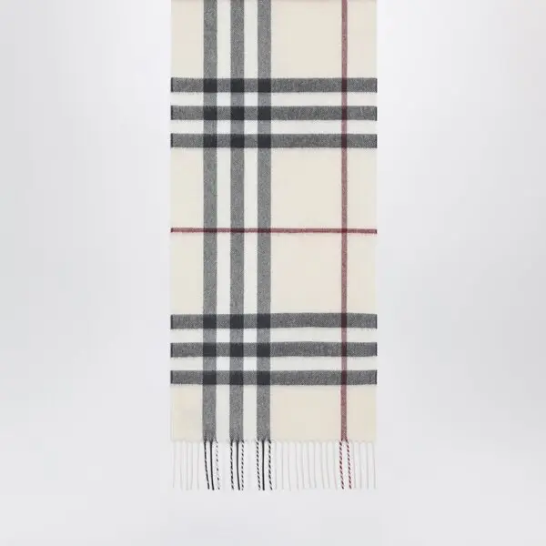 Burberry Check Cashmere Scarf In Stone