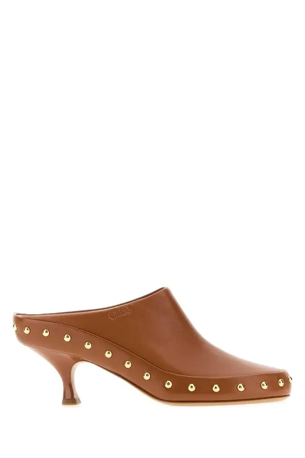Chloé Leather Junie Mules - Brown