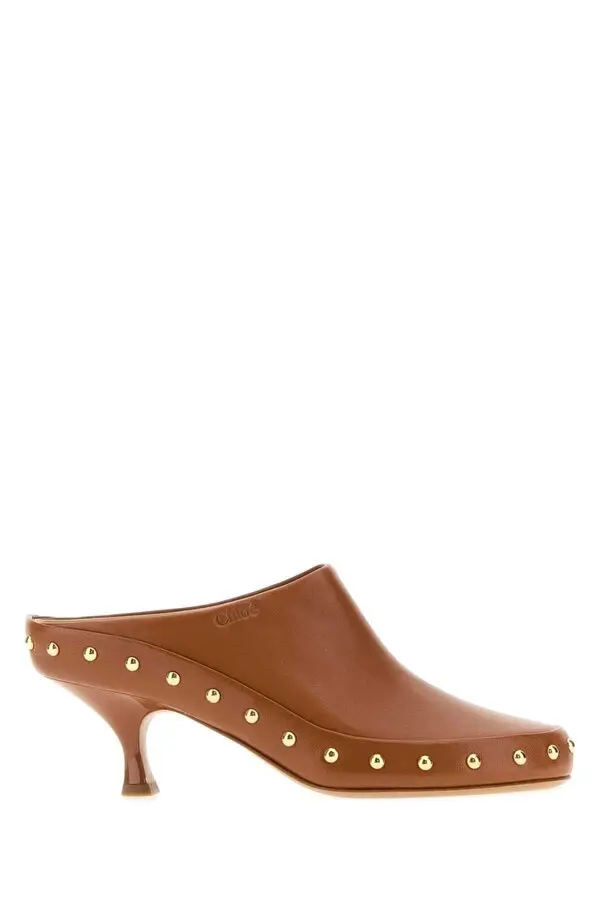 Chloé Leather Junie Mules - Brown