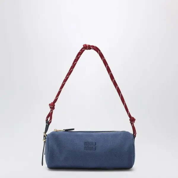 Miu Miu Cotton Gabardine Pouch In Indigo And Amaranth - Blue